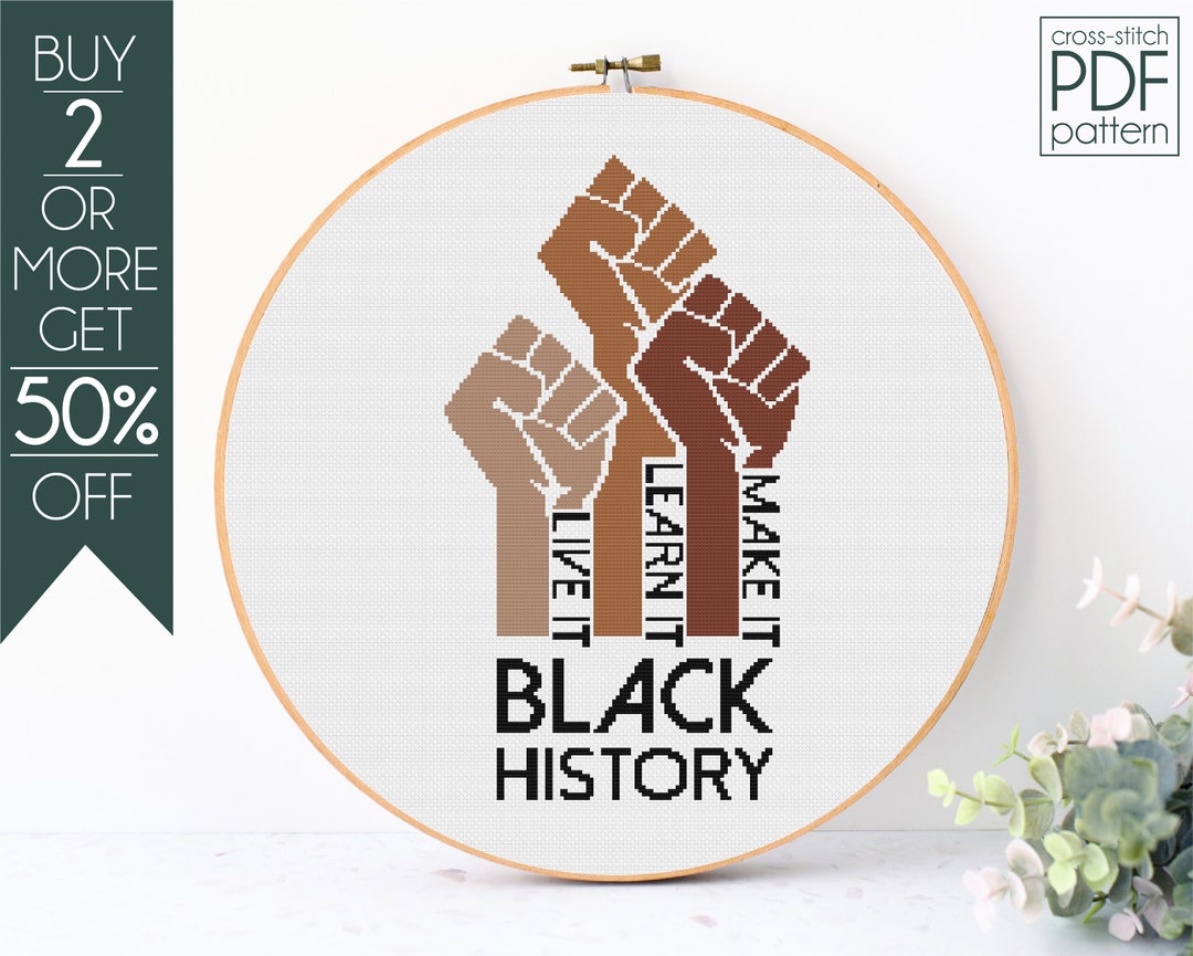 Black History Cross Stitch Pattern PDF, Juneteenth Embroidery Pattern ...