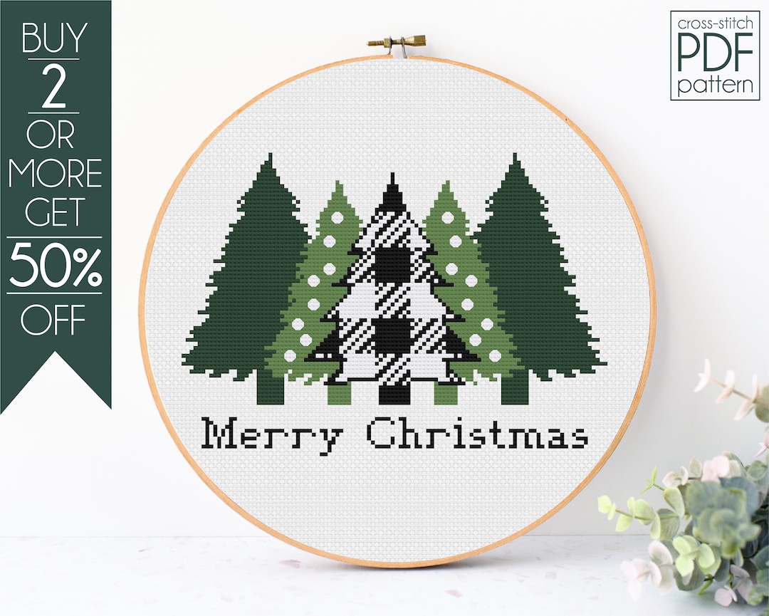 Christmas Tree Cross Stitch Pattern PDF, Pine Tree Cross Stitch ...