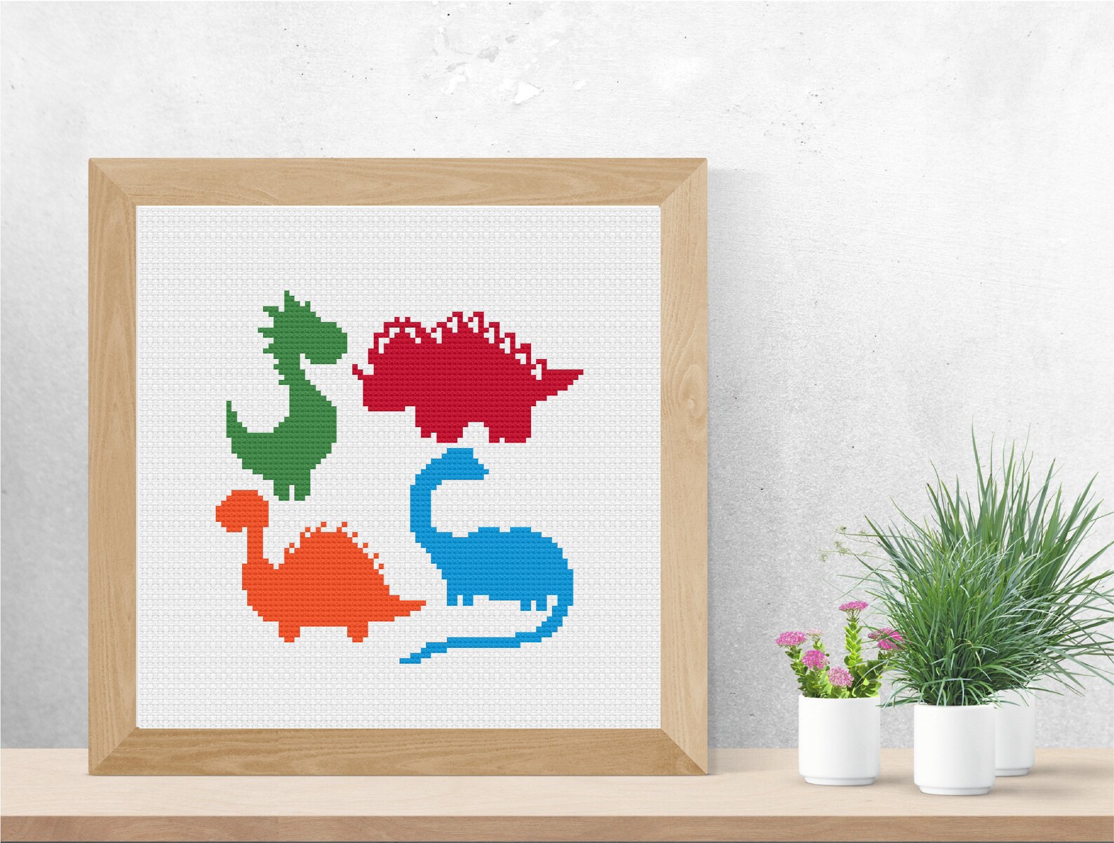 Dinosaur Cross Stitch Pattern PDF, Baby Dino Cross Stitch, Cute Animals ...