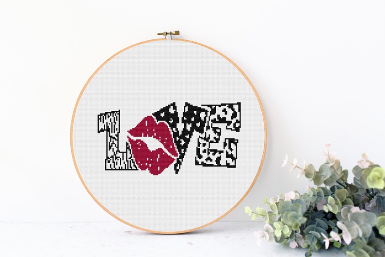 Love Cross Stitch Pattern PDF Lips Cross Stitch Valentines - Etsy