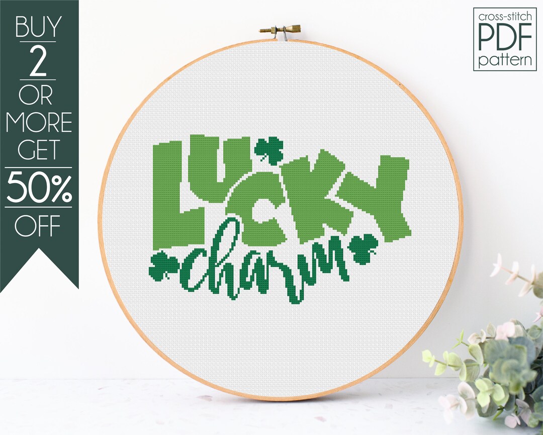 Lucky Charm Cross Stitch Pattern PDF, St Patricks Day Embroidery ...