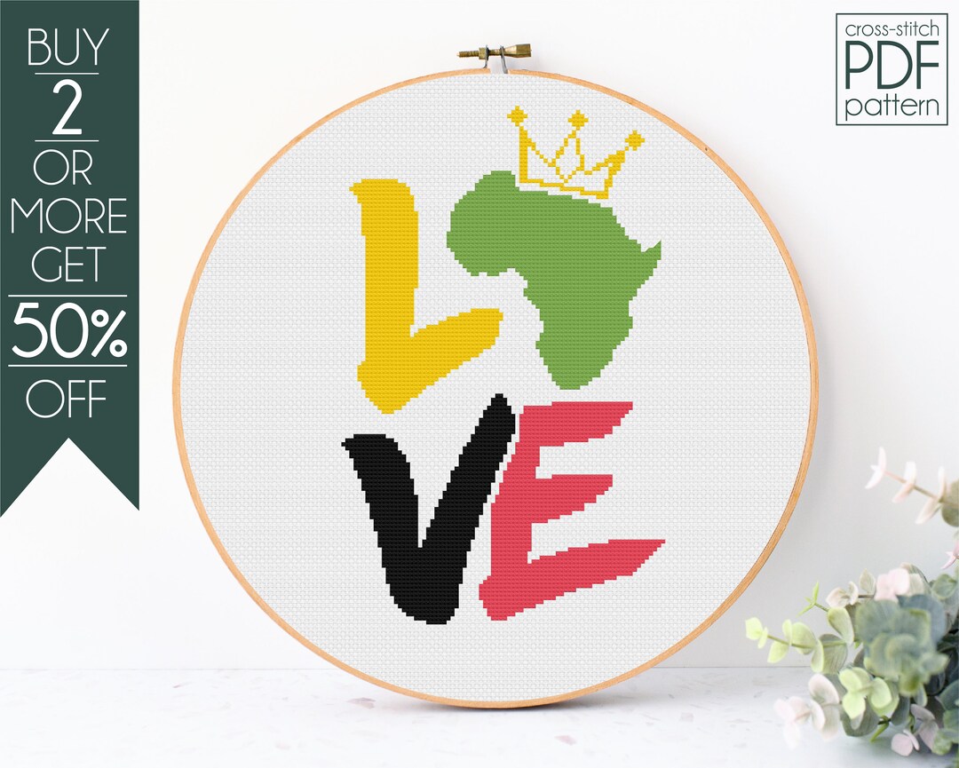 Black History Cross Stitch Pattern PDF, Africa Love Cross Stitch ...