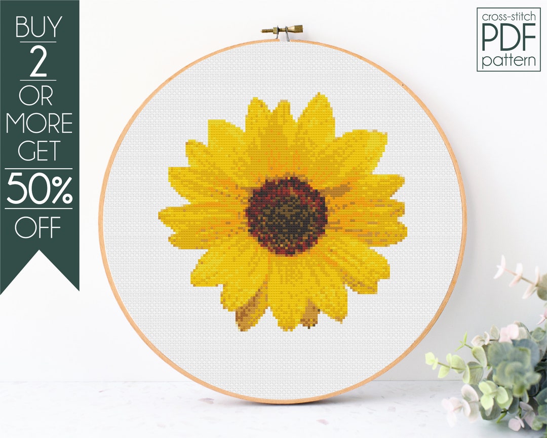 Sunflower Cross Stitch Pattern PDF, Daisy Cross Stitch, Flower, Summer ...