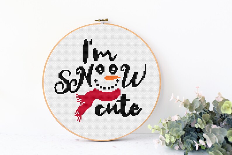 I'm Snow Cute Cross Stitch Pattern PDF, Snowman Cross Stitch ...