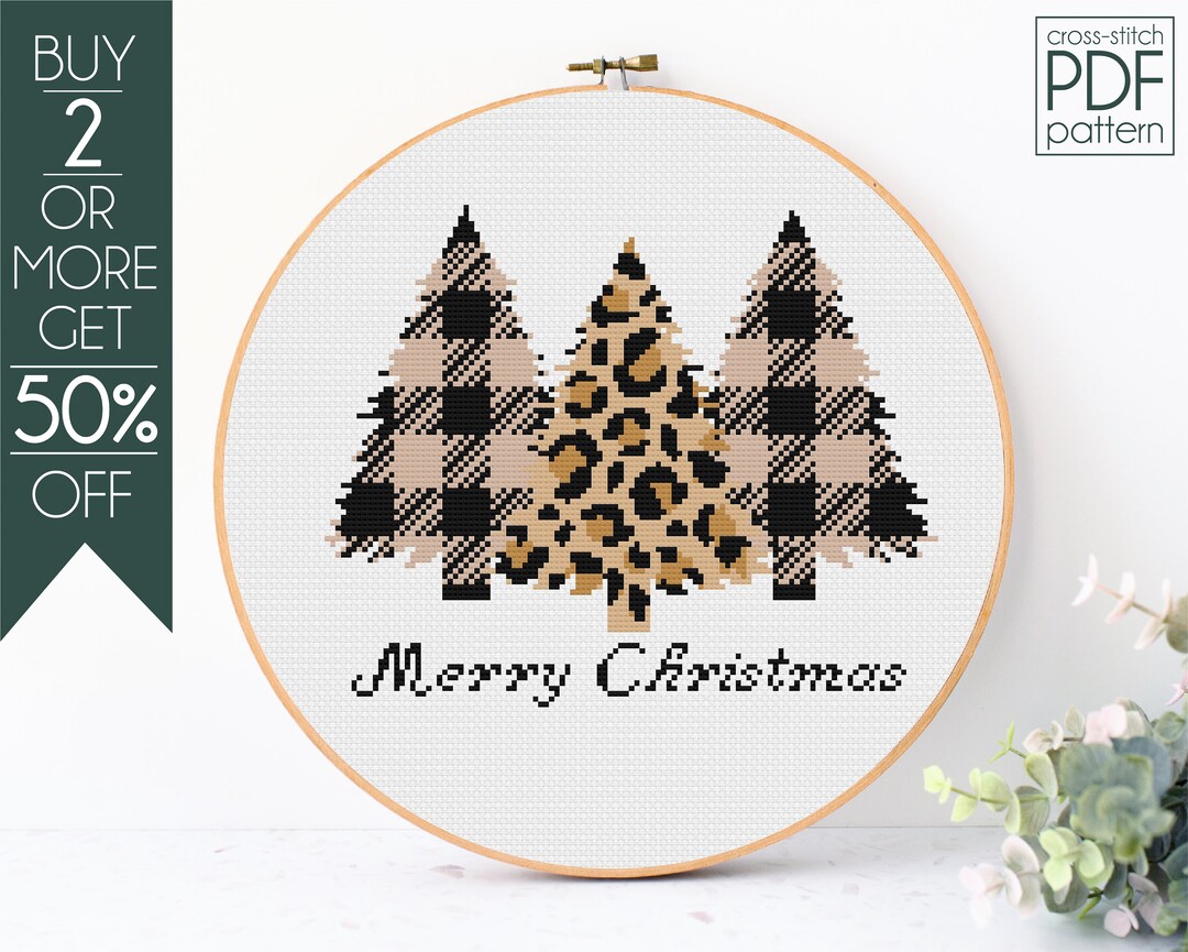 Christmas Tree Triple Cross Stitch Pattern PDF, Pine Tree Cross Stitch ...
