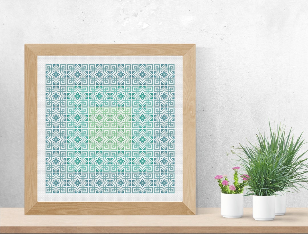 Geometric Cross Stitch Pattern PDF, Tile Cross Stitch Pattern, Modern Cross Stitch Pattern ...