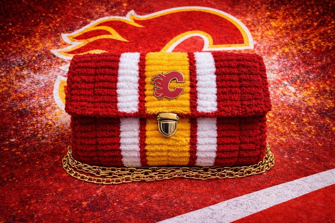 Calgary Flames Inspired Crossbody Purse – Handmade Crochet Fan Bag - Etsy