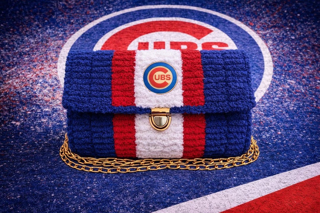 Chicago Cubs Inspired Crossbody Purse – Handmade Crochet Fan Bag - Etsy