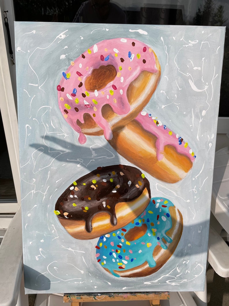 Interior Acrylic Painting on Canvas 50x70 Cm Sweets Donuts Handmade ...