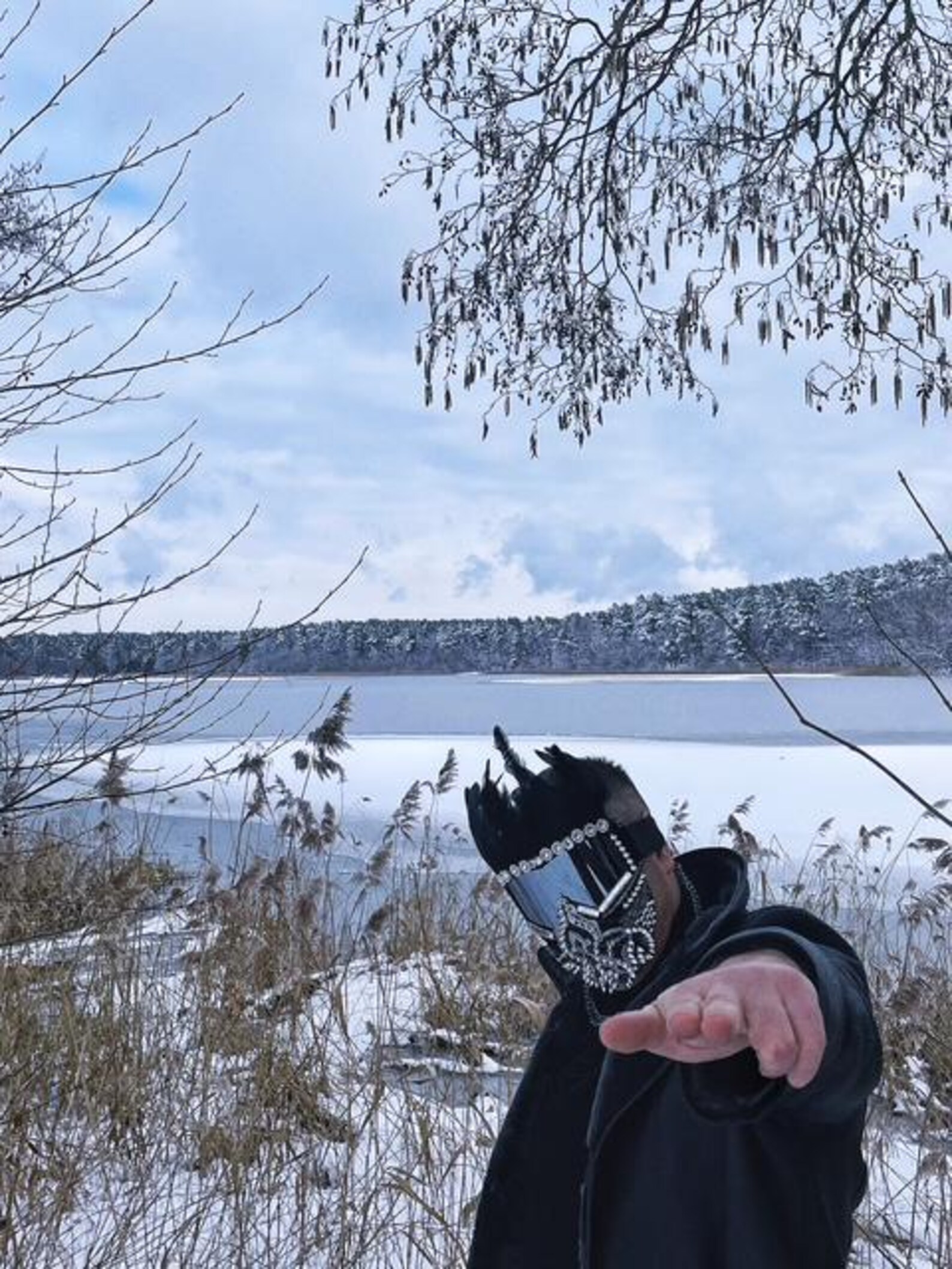 Ski Mask Black Silver Decorative Art Mask With Feathers and Chains - Etsy