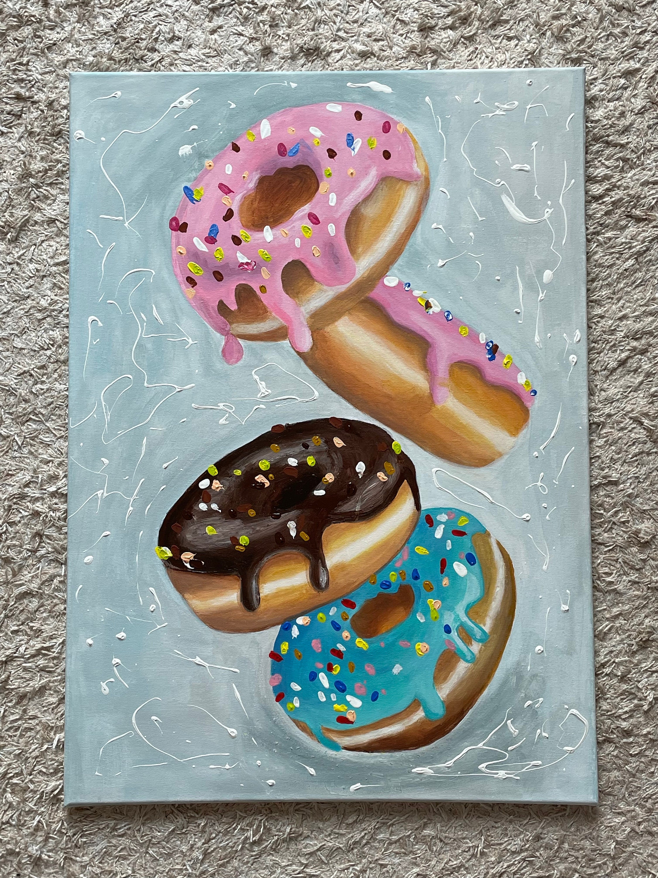Interior Acrylic Painting on Canvas 50x70 Cm Sweets Donuts Handmade ...