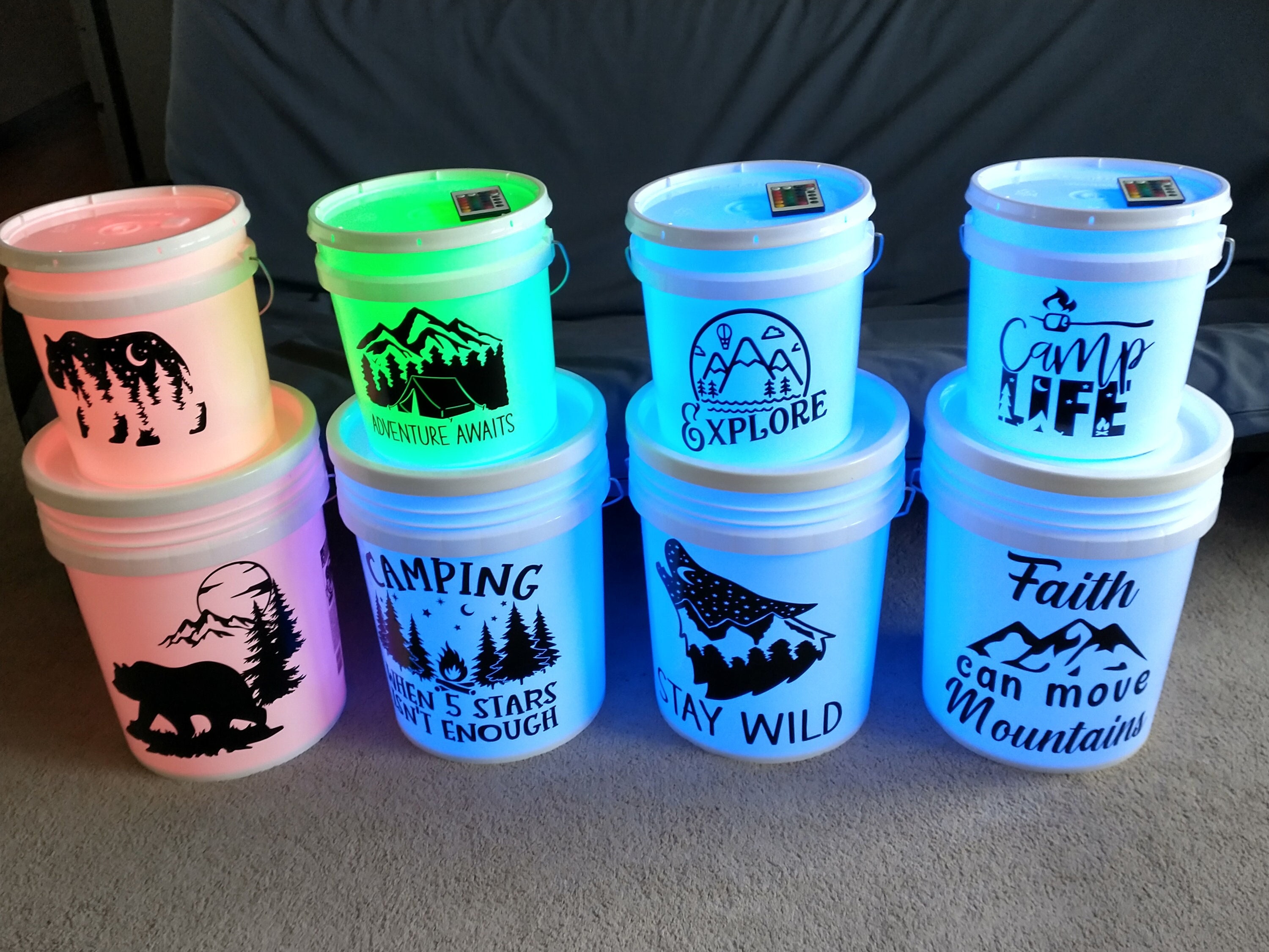 Custom LED Lighted Buckets...camping, Pool, Cabin, Lake, Deck, Patio - Etsy