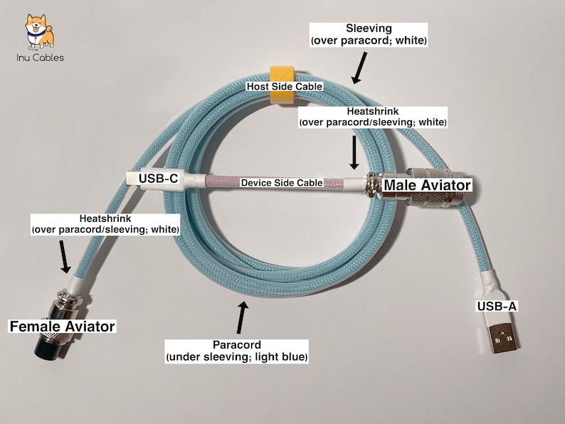 Custom Straight Aviator USB-C Keyboard Cable With GX16 Aviator ...