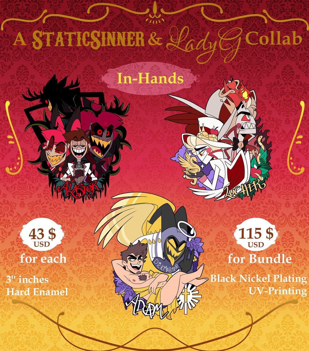 The Big Three Hell Demon Sinners Enamel Pins - Etsy