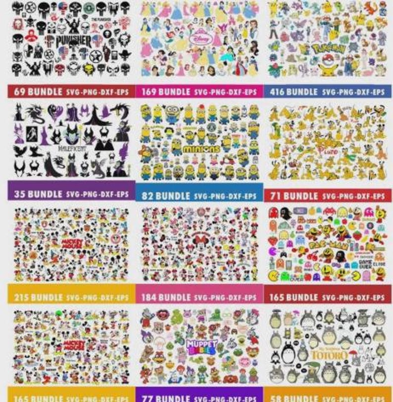 Mega Cartoon Svg Bundle, Cartoon Mega Png, Silhouette, Cricut, Cartoon ...