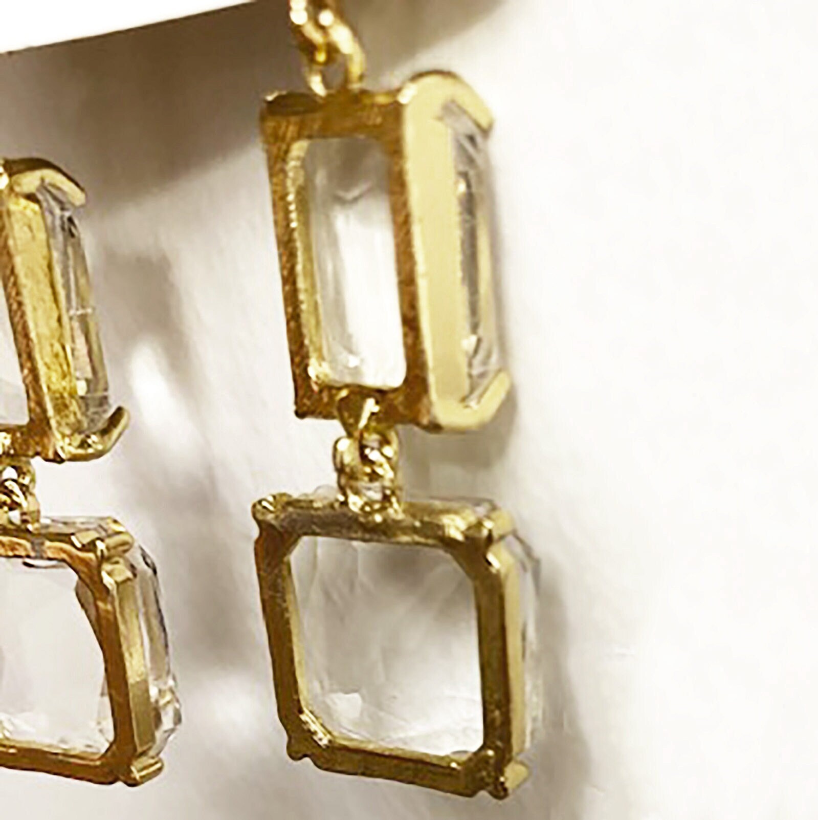 Dangle and Drop Clear Square, Transparent Dangle Earrings, Transparent ...