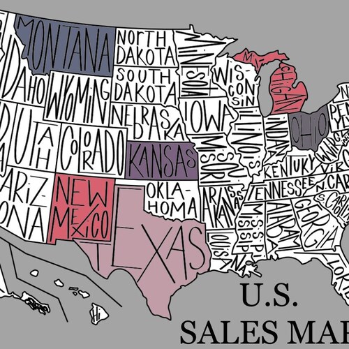 United States Sales Map Coloring Page to Color in Procreate - Etsy