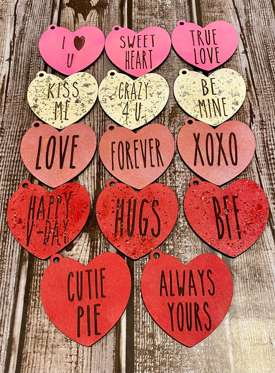 Rae Dunn Inspired Valentine Wood Heart Ornaments - Etsy