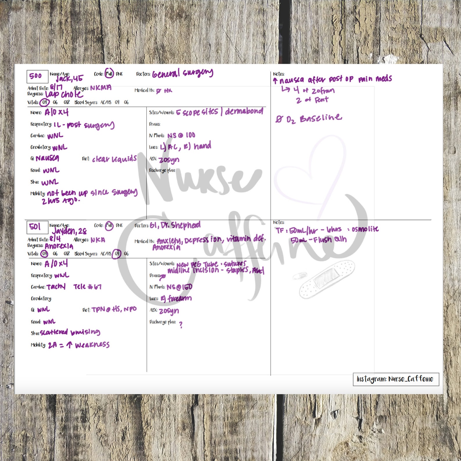 2 Patient Report Sheet: Medical Surgical/pcu - Etsy