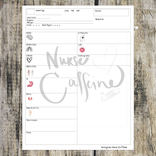 Medical Surgical Nursing Report Sheet - Etsy