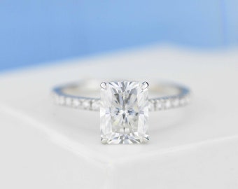 2ct Moissanite Engagement Ring Solitaire Radiant Cut | Etsy
