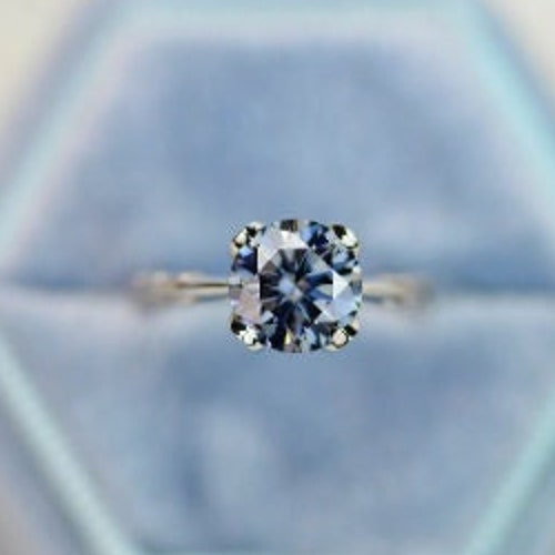 2 Carat Dark Gray Blue Grey Gray Moissanite Ring Celtic | Etsy