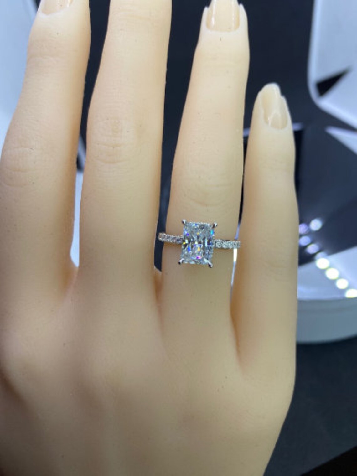 2ct Moissanite Engagement Ring Solitaire Radiant Cut - Etsy