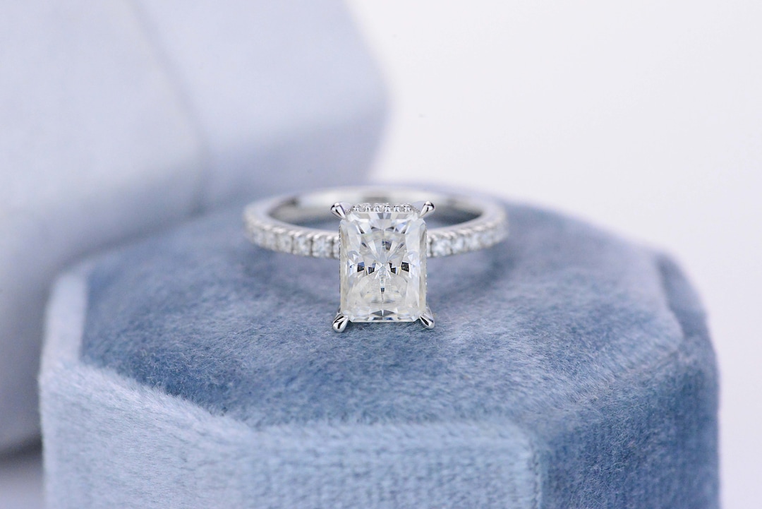 2ct Moissanite Engagement Ring, Solitaire Radiant Cut Moissanite ...