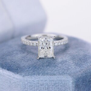 2ct Moissanite Engagement Ring, Solitaire Radiant Cut Moissanite ...