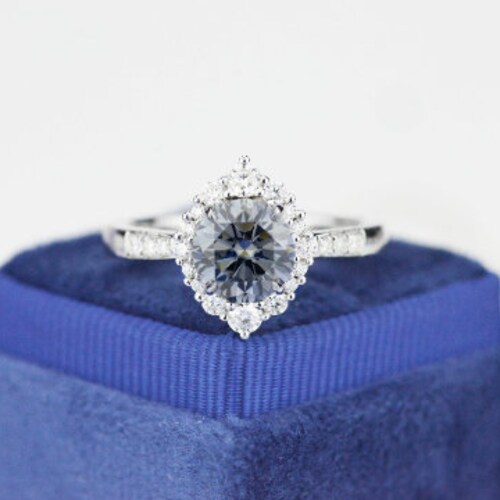 2 Carat Dark Gray Blue Grey Gray Moissanite Ring Celtic - Etsy