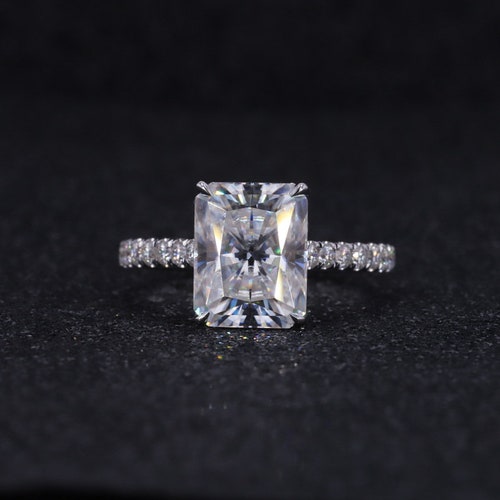2ct Moissanite Engagement Ring Solitaire Radiant Cut | Etsy