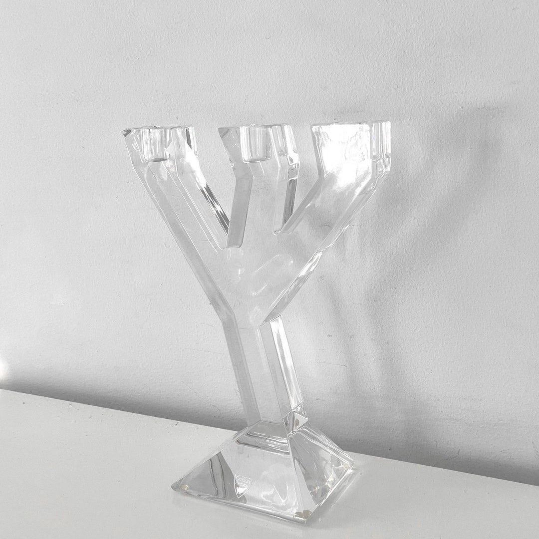 Swedish Modern Crystal Glass construct Candelabra by Orrefors ...