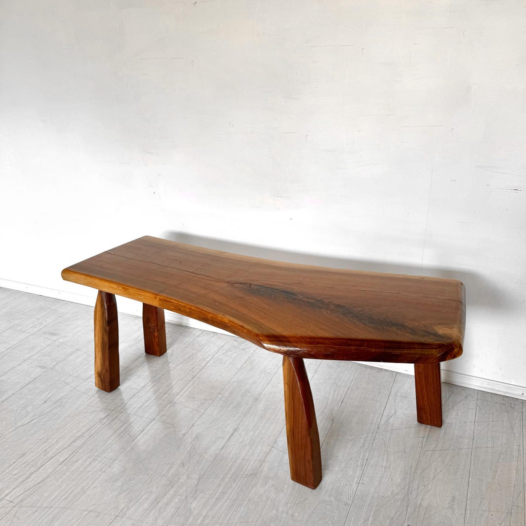 MCM Live Edge Walnut Slab Coffee Table or Bench Mid Century Modern ...