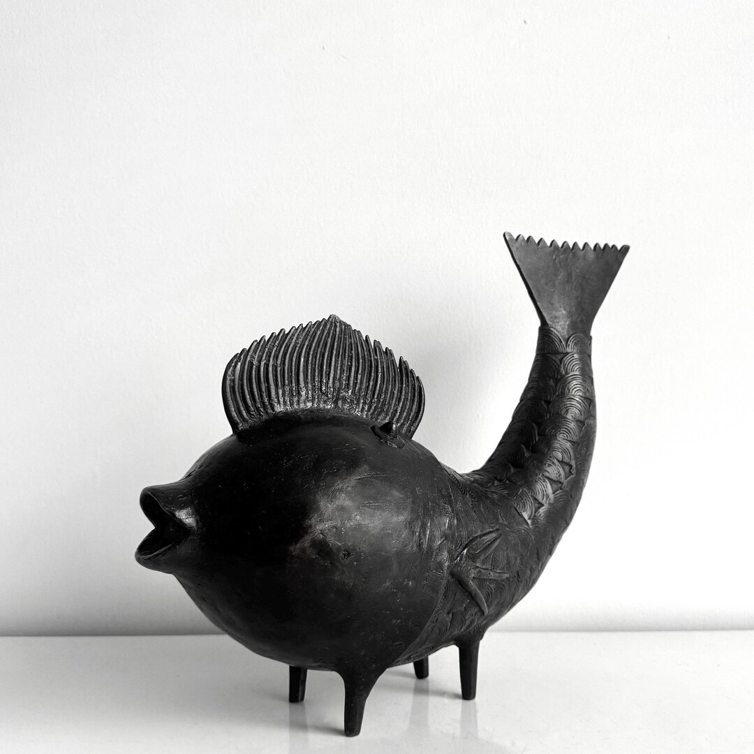 Vintage Benin Bronze Fish Sculpture Mid Century Metal African Decor - Etsy