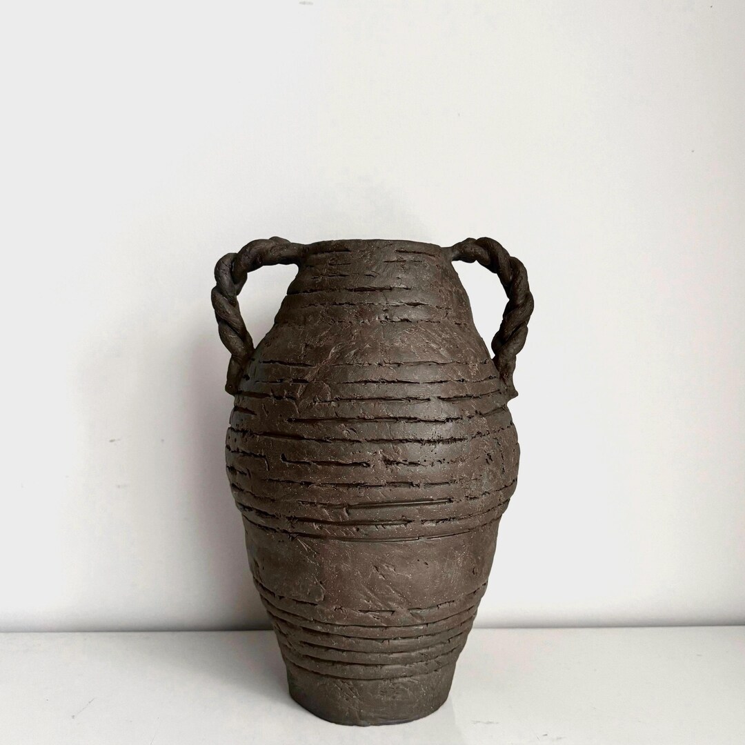 Mid Century Hand Built Pottery Vessel or Vase Brutalist Primitive ...