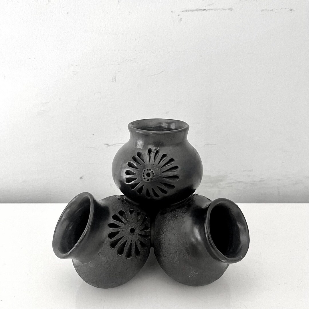 Vintage Mexican Barro Negro Ceramic Pottery Pyramid of Vases - Etsy