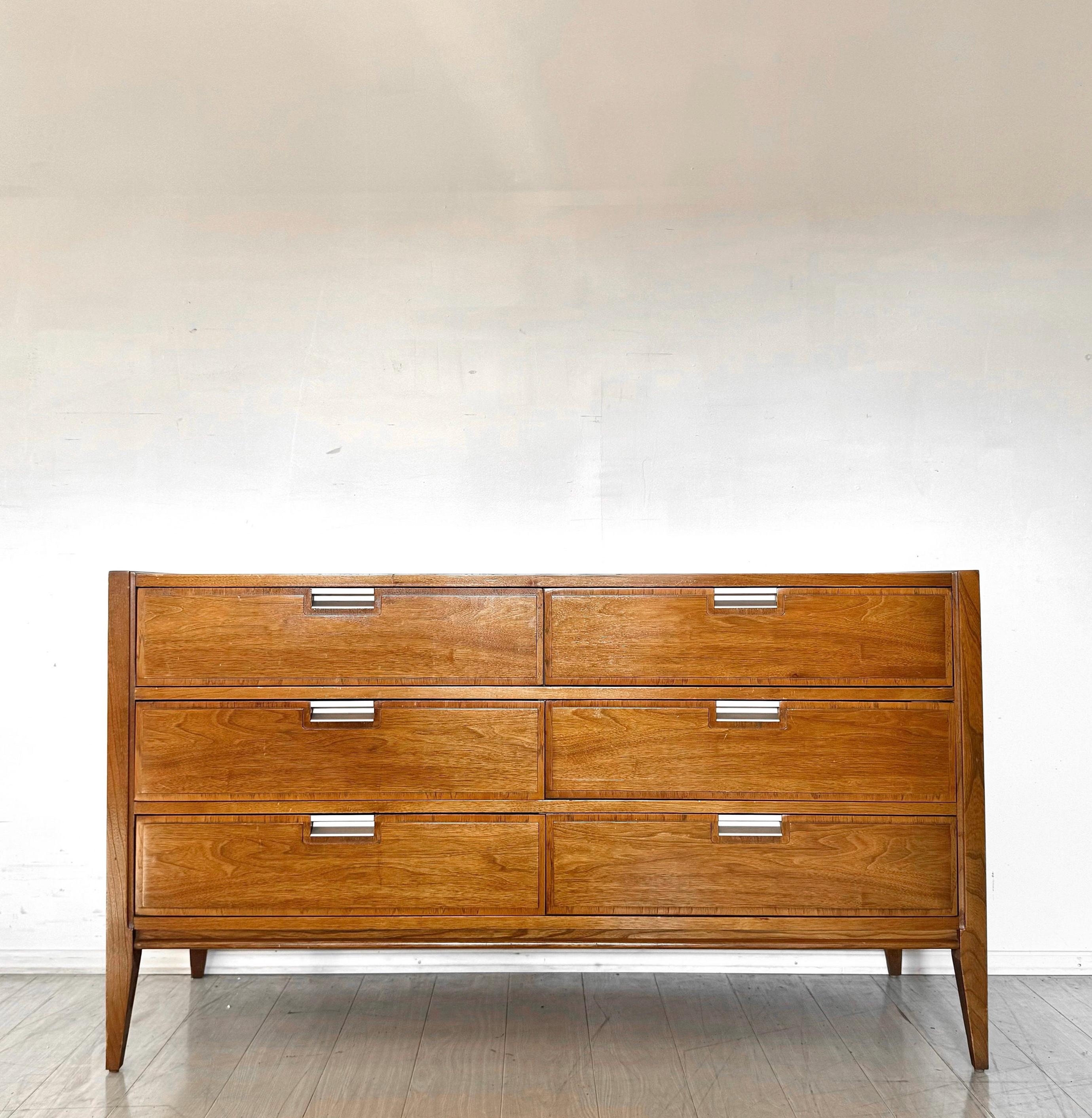 MCM Walnut Low Dresser or Credenza by Basic Witz Mid Century Modern Wood Bedroom Storage Furniture Danish Style Etsy