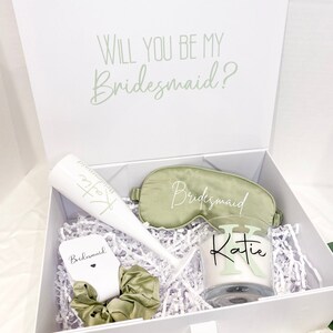 Sage Green Bridesmaids Proposal Box, Sage Green Personalised Bridesmaid ...