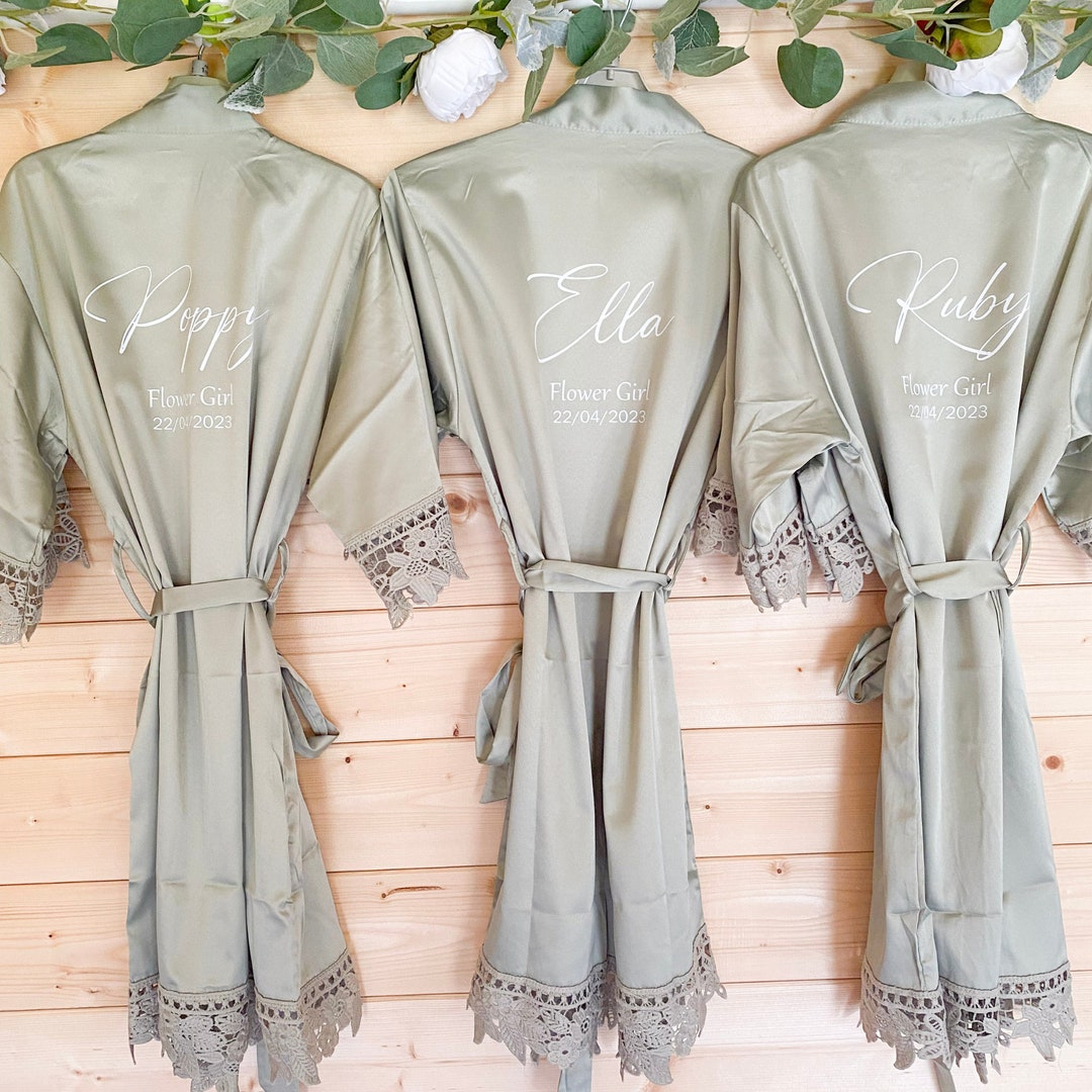 Sage Green Robe, Robe for Bridesmaid, Personalised Bridesmaid Robes ...