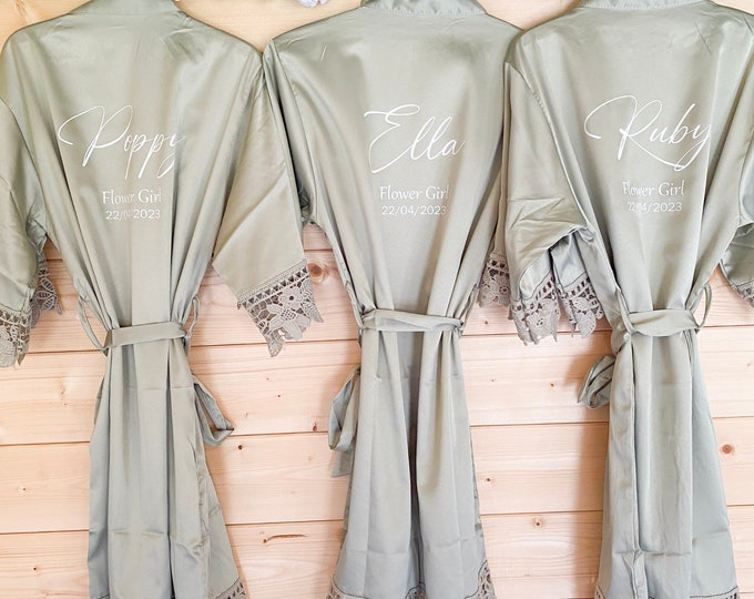 Sage Green Robe, Robe for Bridesmaid, Personalised Bridesmaid Robes ...