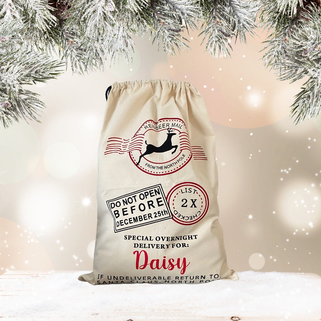Personalised Christmas Sack, Christmas Eve Sack, Customised Sack for ...