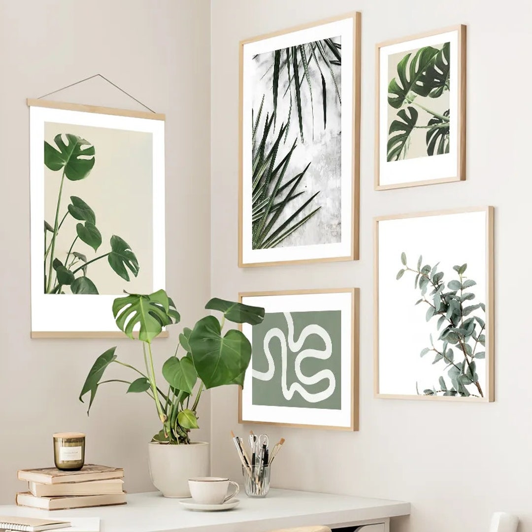 Fresh and Modern Green Plant Leaves Poster Wall Art Canvas - Etsy