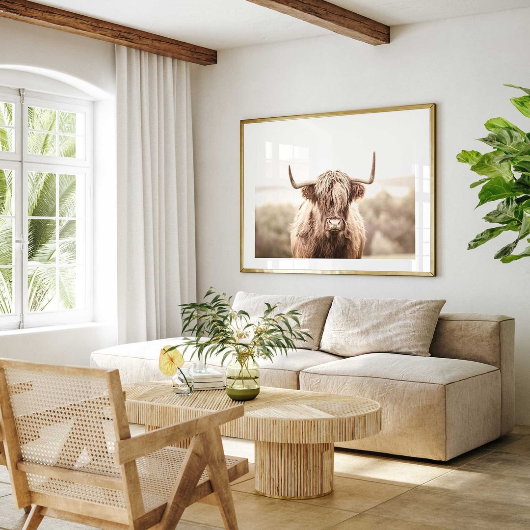 Highland Cow Poster Canvas Painting Autumn Fall Scenery Picture Wall ...