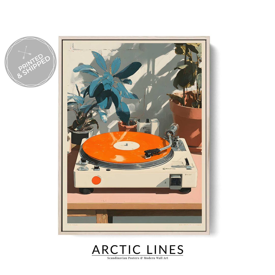 Retro Turntable Vinyl Wall Art – Mid Century Music Decor - Etsy