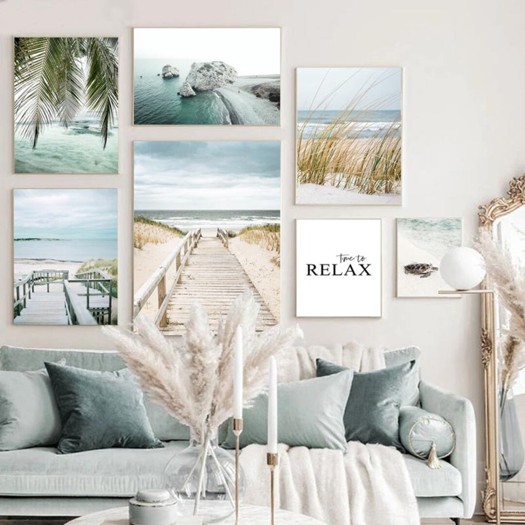 Summer on the Beach Sea Ocean Poster Wall Art Canvas Painting Bridge ...