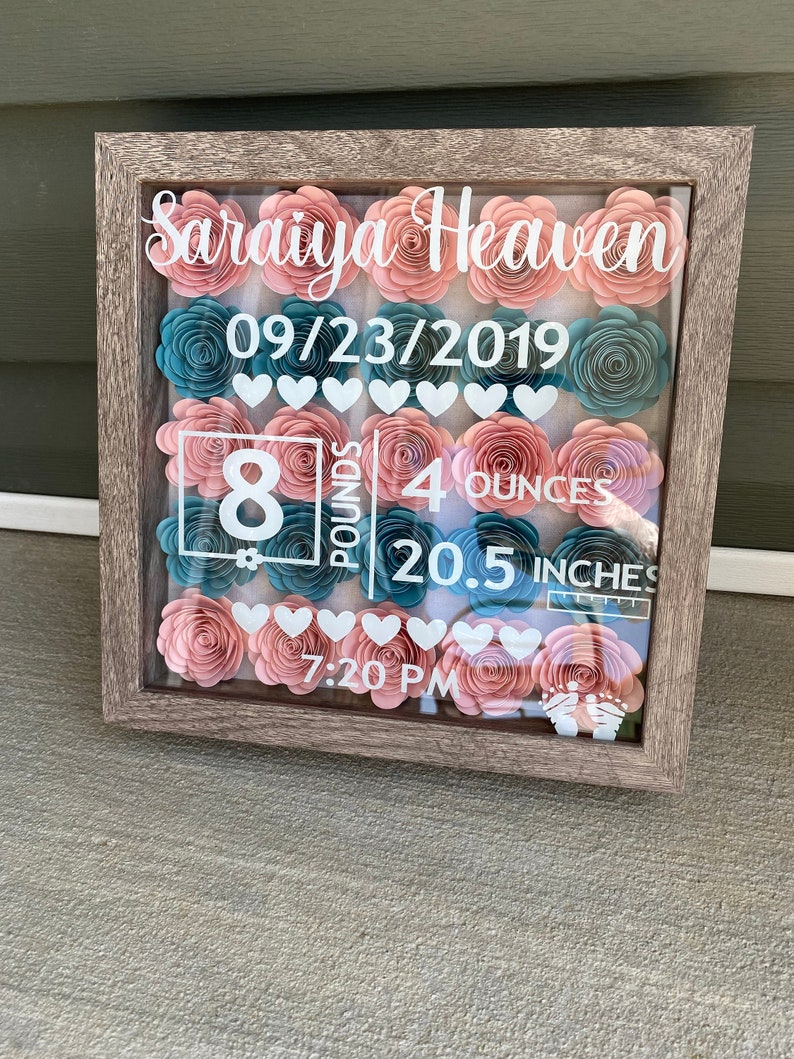 Personalized Birth Stat, Shadow Box, Birth Announcement - Etsy