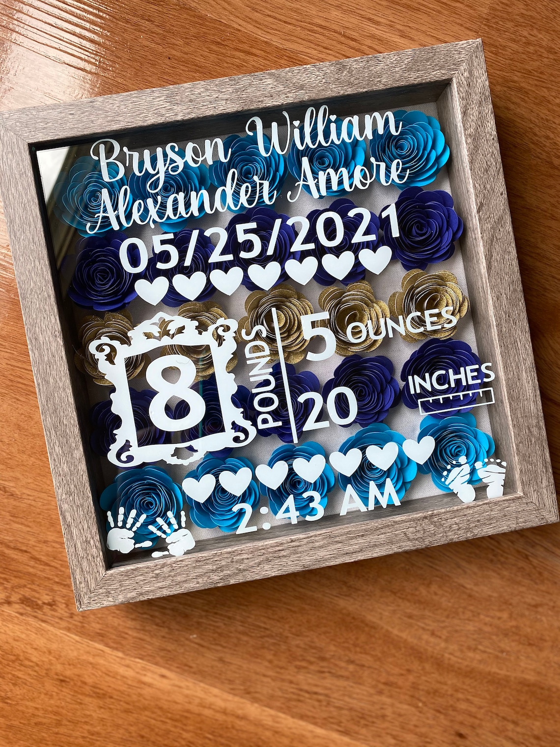 Personalized Birth Stat, Shadow Box, Birth Announcement - Etsy