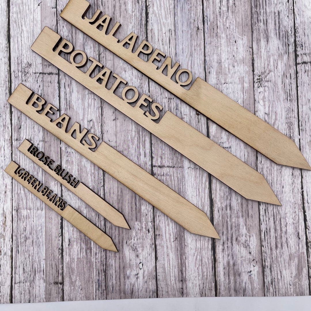 Garden Plant Markers, 3 Sizes Available, Unfinished Wood Markers, Plant ...