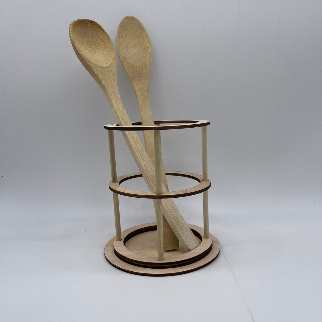 Wood Utensil Holder, Laser Cut. Modern Kitchen - Etsy