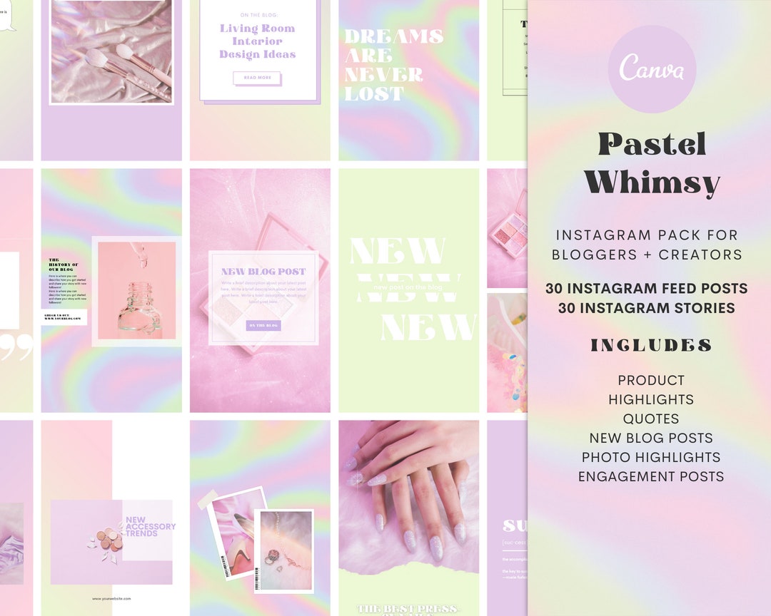60 Pastel Instagram Templates Pastel Instagram Stories - Etsy